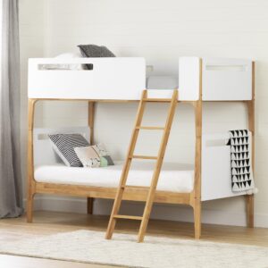 South Shore Bebble Modern Bunk Bed White and Natural Twin