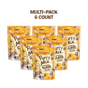 Purina Friskies Natural Cat Treats, Party Mix Natural Yums With Real Chicken & Vitamins, Minerals & Nutrients - (Pack of 6) 6 oz. Pouches