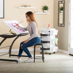 SD STUDIO DESIGNS Triflex Drawing Table, Sit to Stand Up Adjustable Office Home Computer Desk, 35.25" W X 23.5" D, Charcoal Black/White