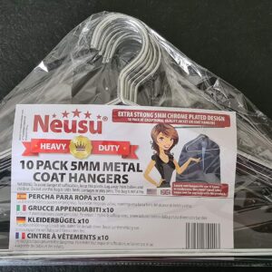 Neusu Heavy Duty Hangers - 5mm Solid Metal, Hold Over 35 Lbs, Extra Strong Coathangers for Heavy Clothes - Hotel Quality (10 Pack)