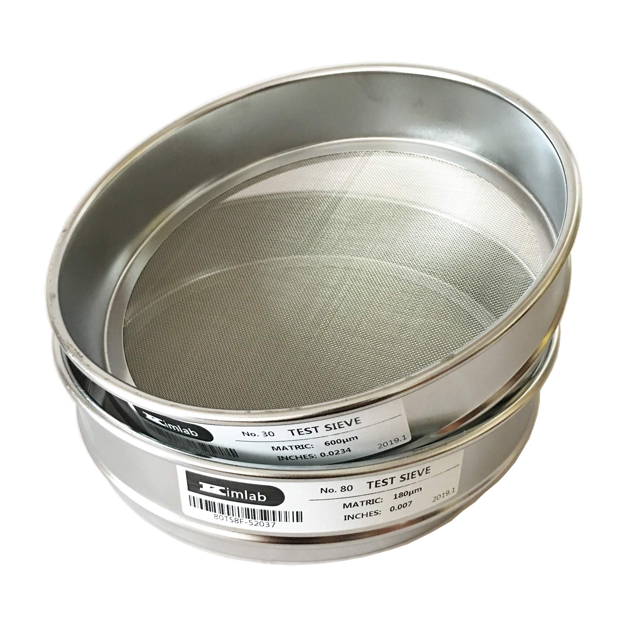 KimLab Economy Test Sieve #20 / 850μm Mesh Size,304 Stainless Steel Wire Cloth, 8" Diameter