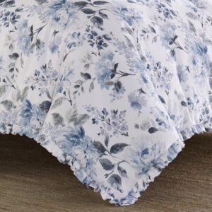 Laura Ashley Home - King Duvet Cover Set, Reversible Cotton Bedding with Matching Shams, Lightweight Home Decor for All Seasons (Chloe Blue, King)