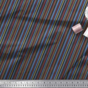 Soimoi Japan Crepe Black Fabric - by The Yard - 42 Inch Wide - Vertical Stripe - Modern Chic with Vertical Stripes Printed Fabric