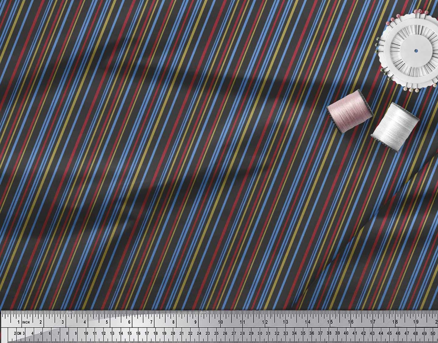 Soimoi Japan Crepe Black Fabric - by The Yard - 42 Inch Wide - Vertical Stripe - Modern Chic with Vertical Stripes Printed Fabric