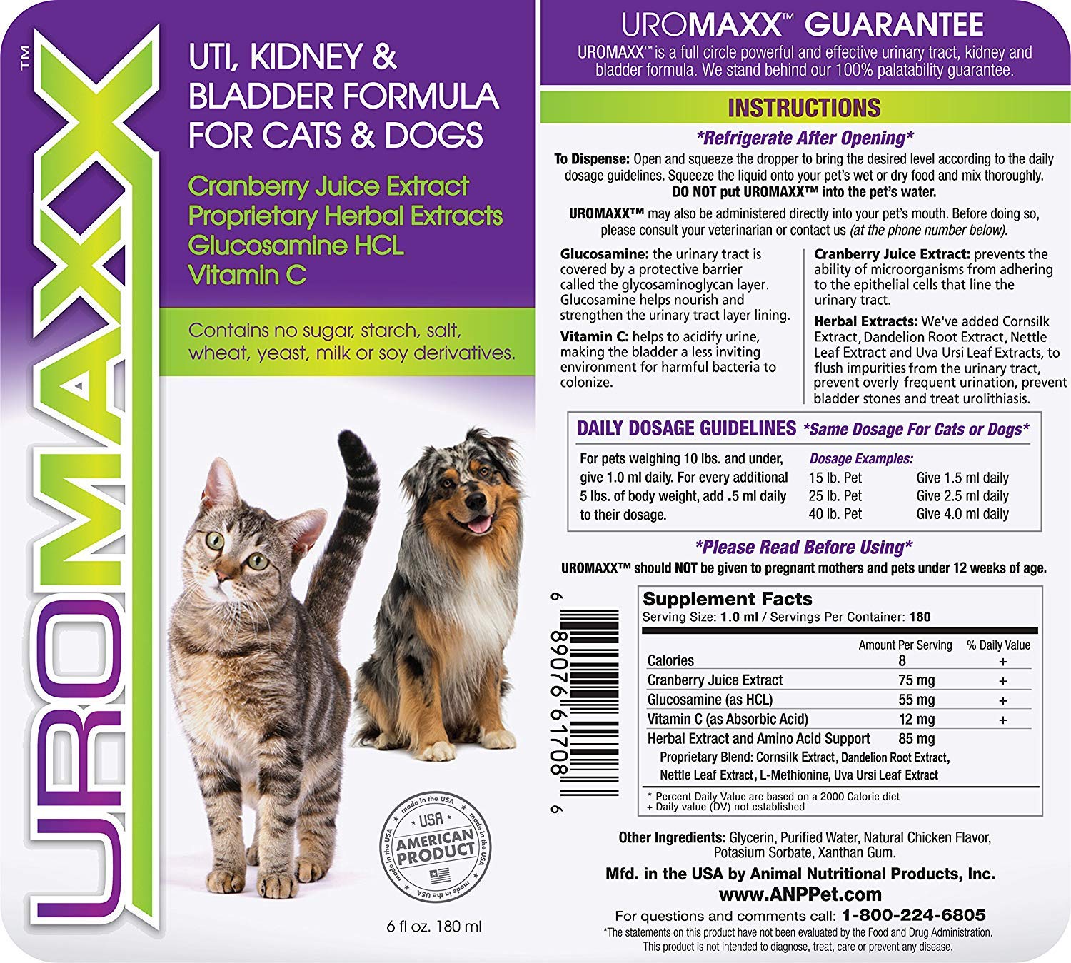 UroMAXX Urinary Tract, Kidney & Bladder Formula for Cats and Dogs 6Oz - 2 Pack