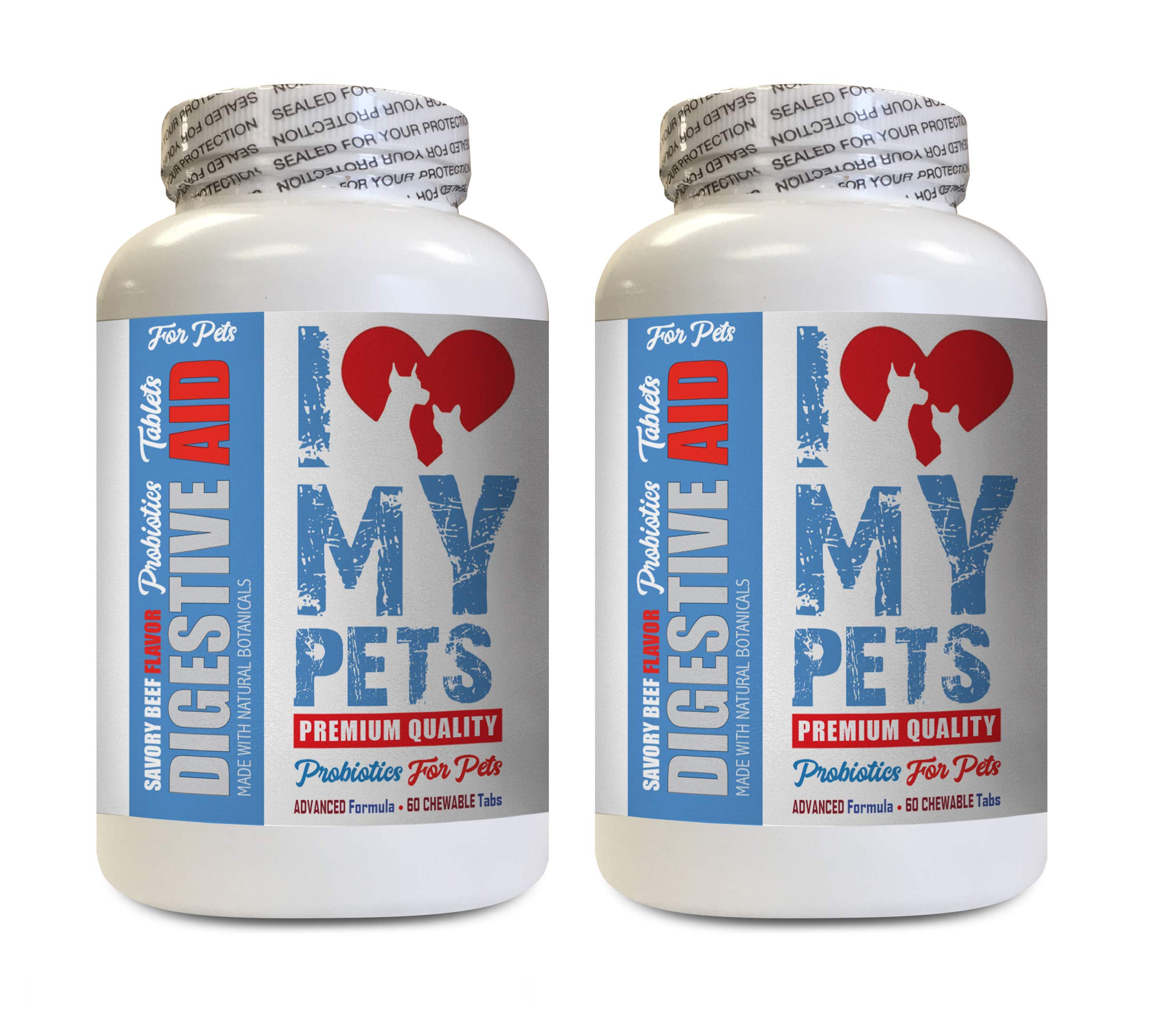 I Love My Pets pet probiotics for Dogs - PET Digestive AID - Dogs and Cats - Best PROBIOTICS - Inulin fos - 120 Treats (2 Bottle)