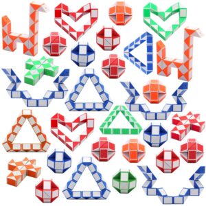 yeetec 30 pack 24 blocks magic speed cubes, mini snake cube, mini plastic puzzle cube toy for kids party bag fillers, party supplies, random color