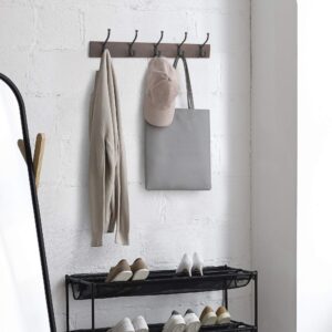 Amazon Basics Rectangular Wall-Mounted Farmhouse Metal, Coat Rack, 5 Hooks, Espresso