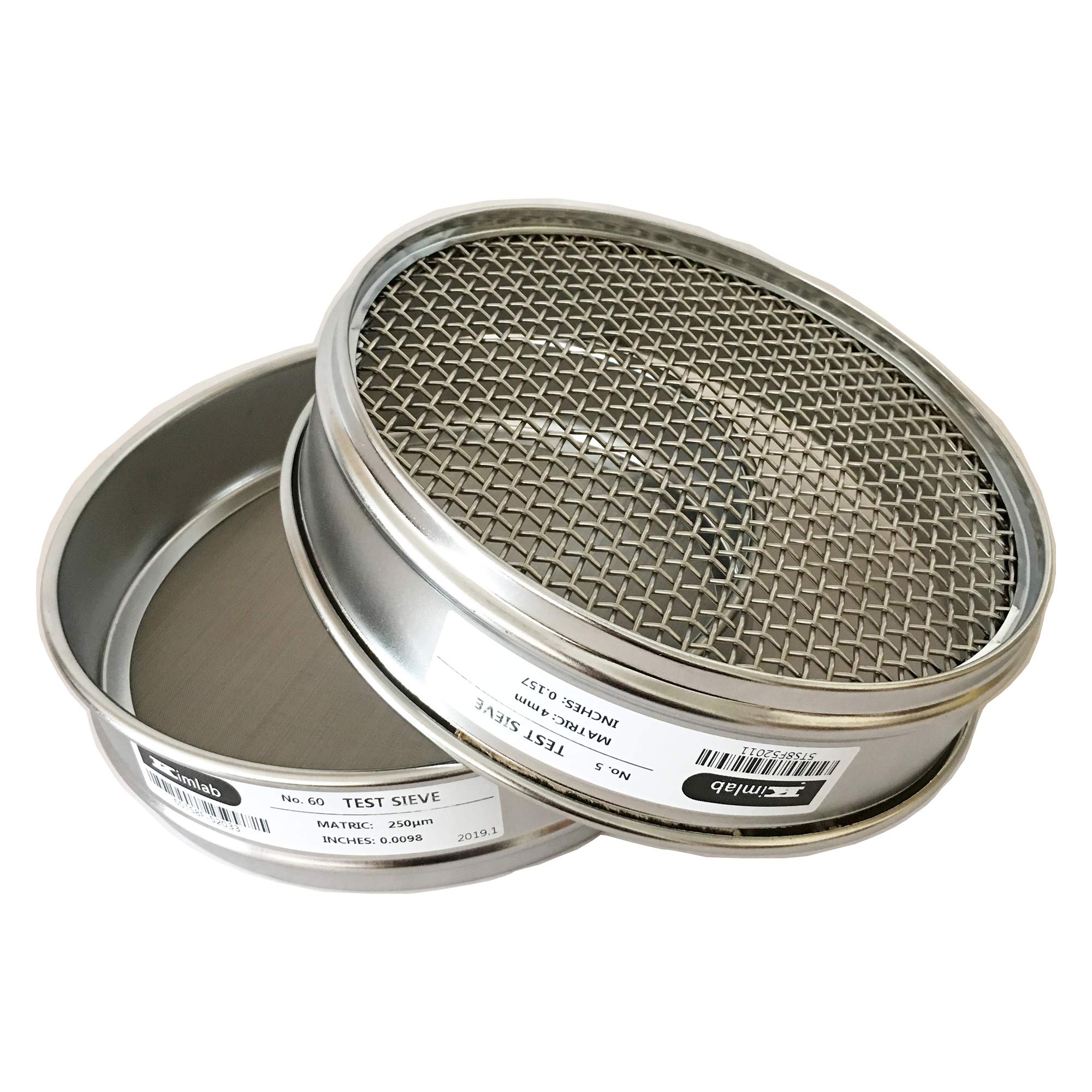 KimLab Economy Test Sieve #4/4.75mm Mesh Size,304 Stainless Steel Wire Cloth, Chorme Plating Frame, 8" Diameter Sieve