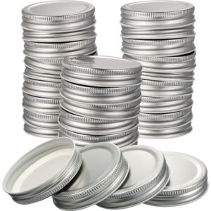 chuangdi 30 packs mason jar lids regular mouth leak proof secure mason storage solid caps (silver)