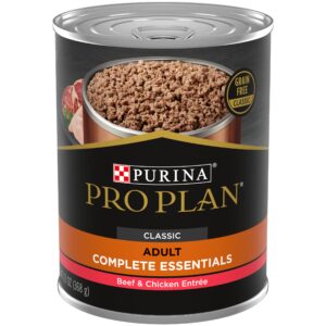 purina pro plan dog food grain free classic pate, beef and chicken entrée - (pack of 12) 13 oz. cans