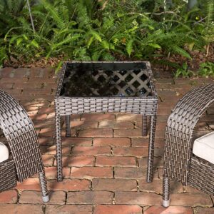 Patio Sense 62966 Coconino Wicker Conversation Set Lightweight & Durable Adirondack Style Chairs All Weather Wicker Includes Khaki Cushions - Mocha