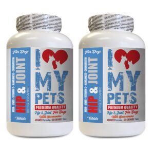 I LOVE MY PETS LLC Dog Joint Supplement chewable - Dog Hip and Joint Support - MAX Strength Formula Chews - pet Joint Support - 240 Treats (2 Bottles)