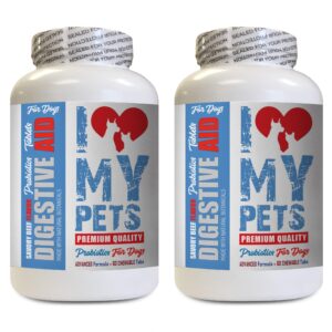 I LOVE MY PETS LLC Dog probiotics - Digestive AID for Dogs - PET PROBIOTIC Vegetable stearic Acid - 120 Treats (2 Bottles)