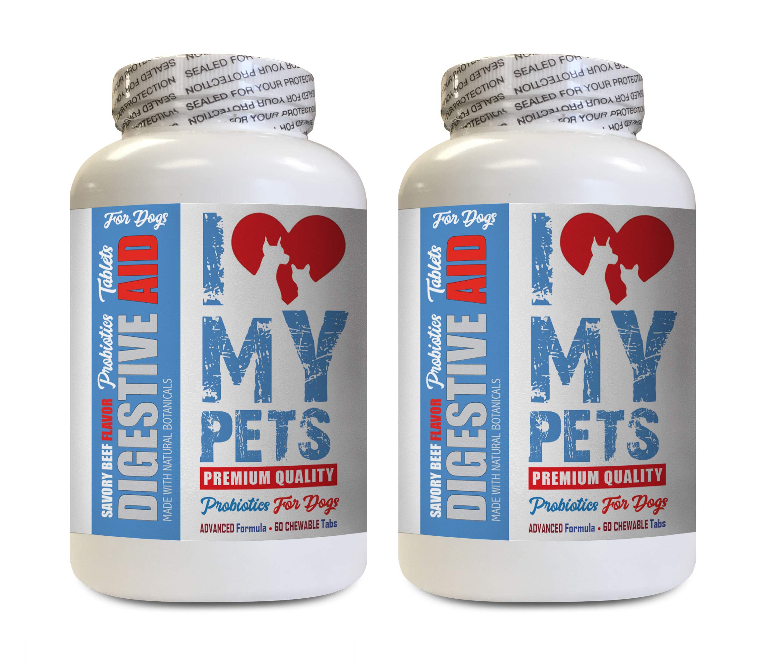 I LOVE MY PETS LLC Dog probiotics - Digestive AID for Dogs - PET PROBIOTIC Vegetable stearic Acid - 120 Treats (2 Bottles)