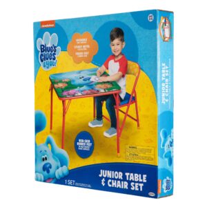 JAKKS Pacific Blue's Clues & You! Junior Table & Chair Set – Folding Childrens Table & Chair Set – Includes 1 Kid Chair with Non-Skid Rubber Feet & Padded Seat – Sturdy Metal Construction