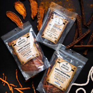 BRUTUS & BARNABY Sweet Potato Dog Treats- No Additive Dehydrated Sweet Potato Fries, Grain Free, Gluten Free and No Preservatives Added (14 oz)