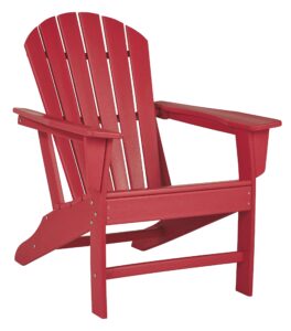 signature design by ashley sundown treasure outdoor patio hdpe weather resistant adirondack chair, red