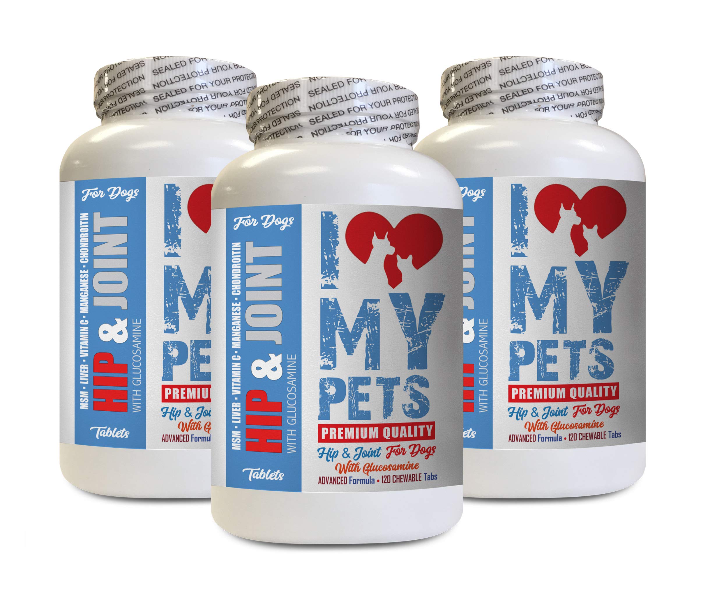 I LOVE MY PETS LLC Dog Joint Supplement Chews - Dog Hip and Joint Support - MAX Strength Formula Chews - Dog chondroitin and glucosamine Combination - 360 Treats (3 Bottles)