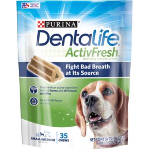 purina dentalife dental care small/medium dog chews, activfresh daily oral care - 35 ct. pouch