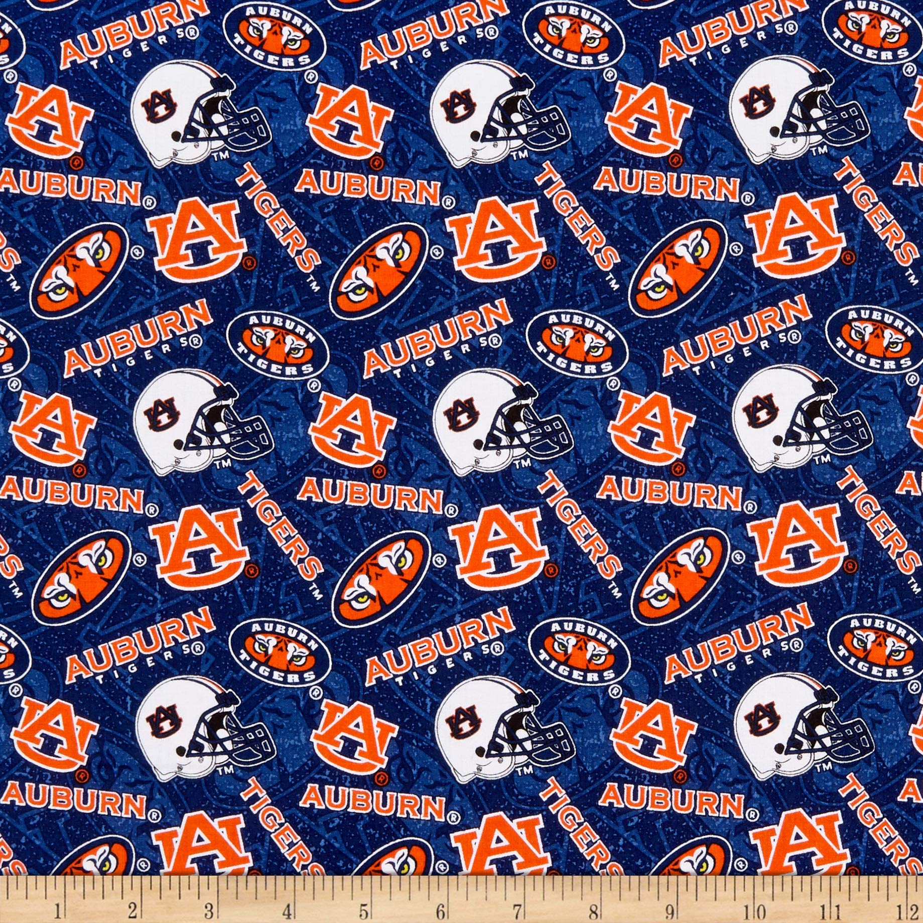 NCAA Auburn Tigers 1178 Tone on Tone Orange/Navy/White, Fabric by the Yard