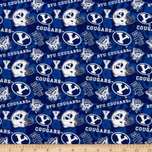 ncaa brigham young cougars 1178 tone on tone navy/white, quilting fabric by the yard