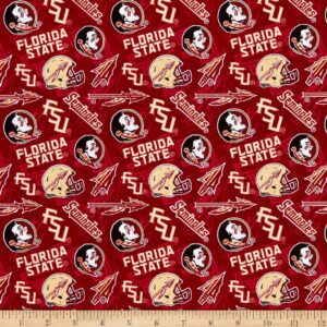 ncaa florida state seminoles tone on tone maroon/gold/black/white, fabric by the yard