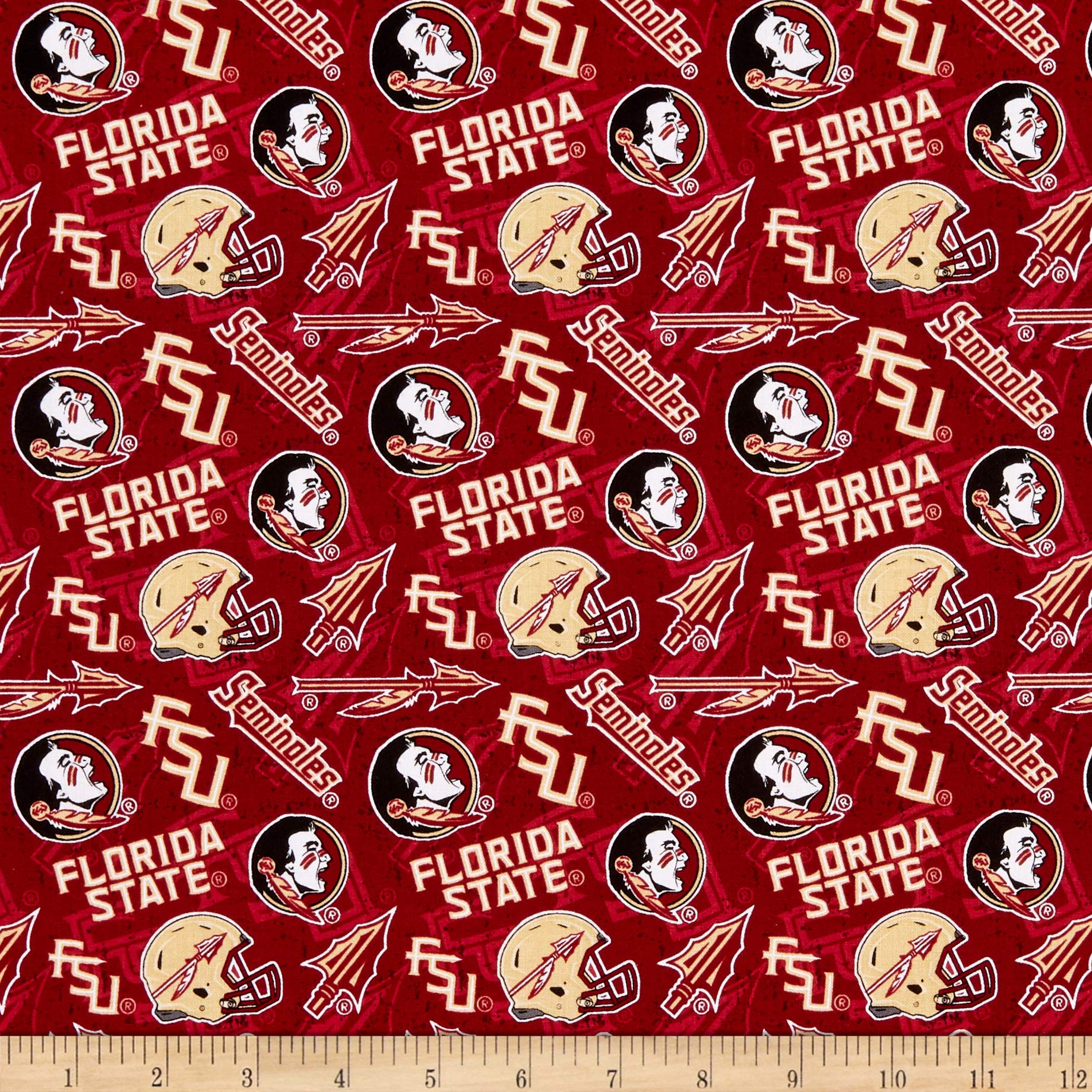 NCAA Florida State Seminoles Tone On Tone Maroon/Gold/Black/White, Fabric by the Yard