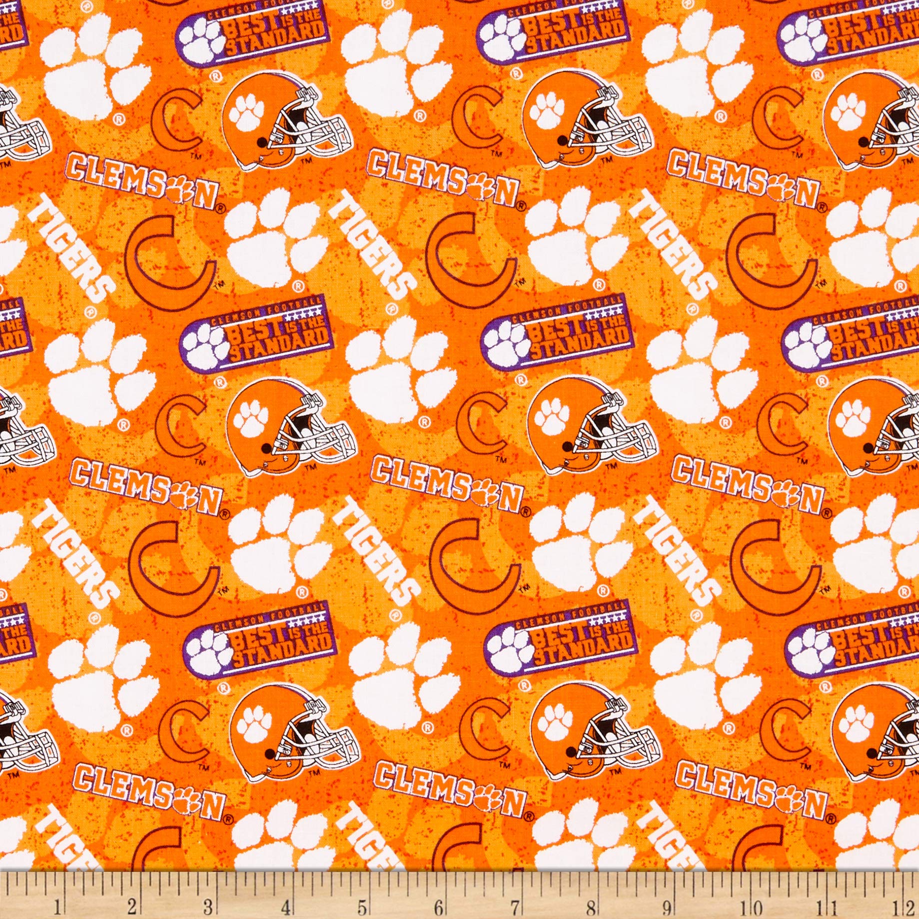 NCAA Clemson Tigers 1178 Tone on Tone Orange/Purple/White, Quilting Fabric by the Yard