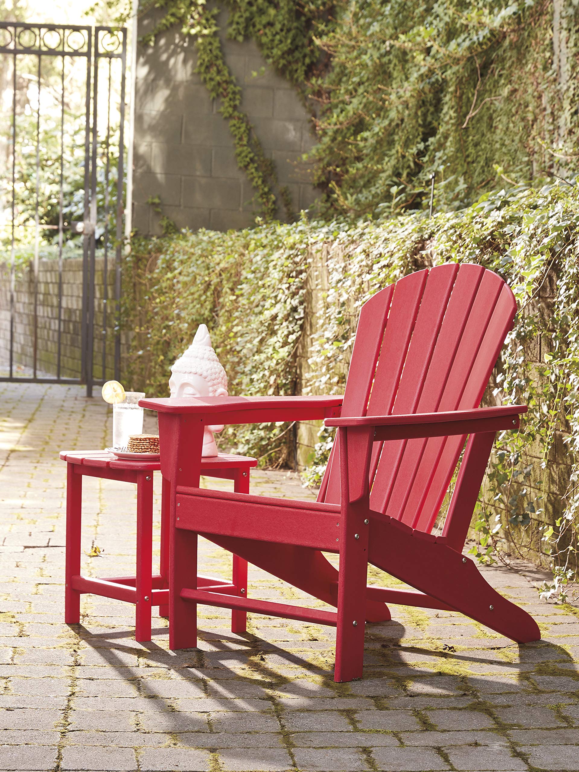 Signature Design by Ashley Sundown Treasure Outdoor Patio HDPE Weather Resistant Adirondack Chair, Red