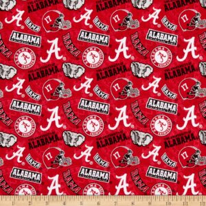 ncaa alabama crimson tide 1178 tone on tone red/white/gray/black, fabric by the yard