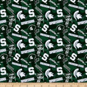 ncaa michigan state spartans 1178 tone on tone dark green/white, quilting fabric by the yard