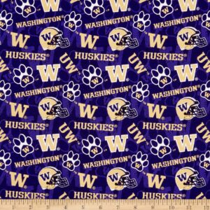 ncaa washington huskies 1178 tone on tone purple/gold/white, fabric by the yard