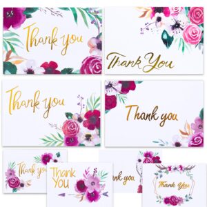 boho floral thank you cards for designer thank you notes! bulk set of 48 blank cards with envelopes for baby shower note cards, wedding thank you cards and bridal shower thankyou card