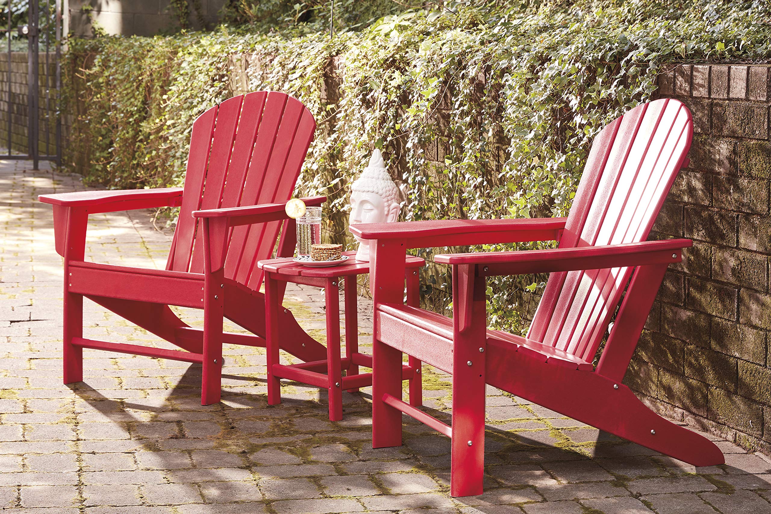 Signature Design by Ashley Sundown Treasure Outdoor Patio HDPE Weather Resistant Adirondack Chair, Red