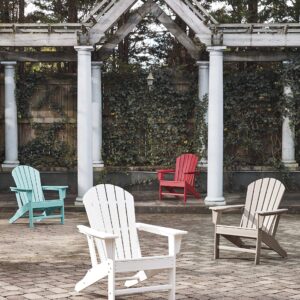 Signature Design by Ashley Sundown Treasure Outdoor Patio HDPE Weather Resistant Adirondack Chair, Red