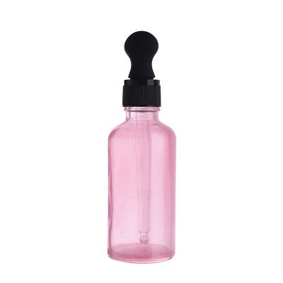 2Pcs Pink Glass Essential Oil Dropper Bottles Containers Empty Round Bottles with Glass Eye Dropper Dispenser for Transfer Storing Oils Perfume Aromatherapy Lotion Cosmetic Sample Liquid (30ML)