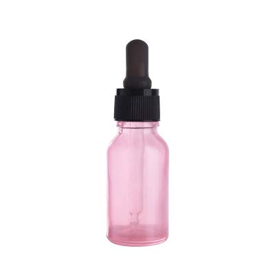 3Pcs Pink Glass Essential Oil Dropper Bottles Containers Empty Round Bottles with Glass Eye Dropper Dispenser for Transfer Storing Oils Perfume Aromatherapy Lotion Cosmetic Sample Liquid (15ML)