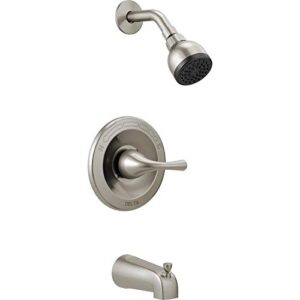 delta foundations brushed nickel 1-handle bathtub and shower faucet with valve b114915c-ss