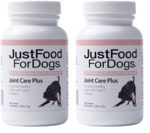 justfoodfordogs joint care plus, dog joint supplement, type ii collagen & chondroitin sulfate - 60 count