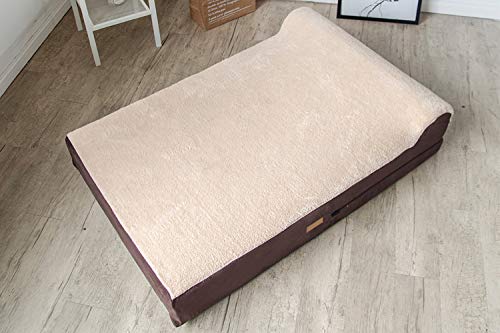 KOPEKS Jumbo Orthopedic Dog Bed - 7-inch Thick Memory Foam Pet Bed with Pillow with Removable Cover & Free Waterproof Liner - for Large Breed Dogs, XL, Brown-Plush Top