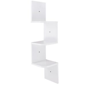 zehuoge white 3 tiers wall mount corner shelf wood storage organizer w/gradienter mdf + melamine board 7-7/8"l x 7-7/8"w x 32-1/4"h height of each layer 7-7/8" home office us delivery (white)