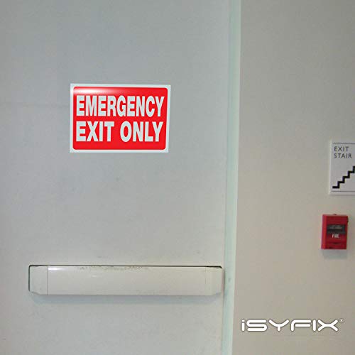 Emergency Exit Only Signs Stickers, 2 Pack 10x7 Inch – Premium Self-Adhesive Vinyl Decal, Laminated for Ultimate UV, Weather, Scratch, Water & Fade Resistance, Indoor & Outdoor