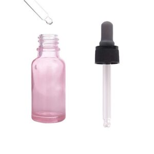 3Pcs Pink Glass Essential Oil Dropper Bottles Containers Empty Round Bottles with Glass Eye Dropper Dispenser for Transfer Storing Oils Perfume Aromatherapy Lotion Cosmetic Sample Liquid (5ML)