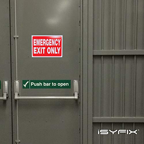 Emergency Exit Only Signs Stickers, 2 Pack 10x7 Inch – Premium Self-Adhesive Vinyl Decal, Laminated for Ultimate UV, Weather, Scratch, Water & Fade Resistance, Indoor & Outdoor