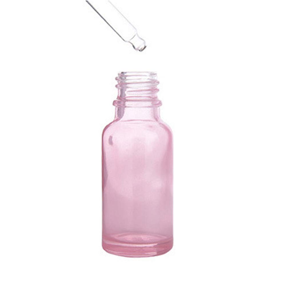 2Pcs Pink Glass Essential Oil Dropper Bottles Containers Empty Round Bottles with Glass Eye Dropper Dispenser for Transfer Storing Oils Perfume Aromatherapy Lotion Cosmetic Sample Liquid (30ML)