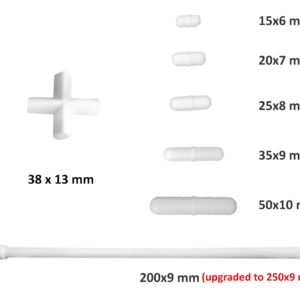 Microyn 7pcs PTFE Stir Bars Set for Magnetic Stirrer Mixer (Five Straight Bars of 15,20,25 35 and 50 mm, One Cross-Shaped Bar of 38 mm, and One Stir Bar Retriever of 250 mm)