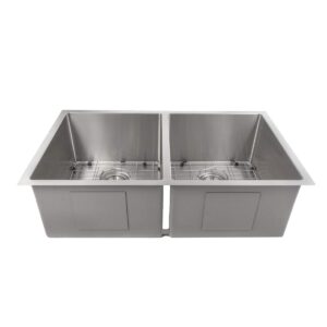 ZLINE 33" Anton Undermount Double Bowl Stainless Steel Kitchen Sink with Bottom Grid (SR50D-33)