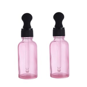 2pcs pink glass essential oil dropper bottles containers empty round bottles with glass eye dropper dispenser for transfer storing oils perfume aromatherapy lotion cosmetic sample liquid (30ml)