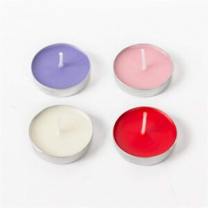 Tea Lights Candles, 50 Pack Flameless Colorful Tealights Holder Variety Relaxing Paraffin Pressed Wax 2 Hours Burn Time for Travel,Centerpiece,Party Gift Happy Birthday New Year Wedding (Purple)